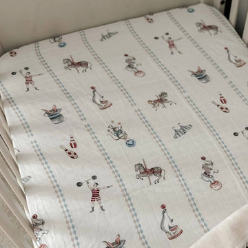 Pop Ya Tot Fitted Cotton Muslin Cot Sheet - Le Cirque – babyshop